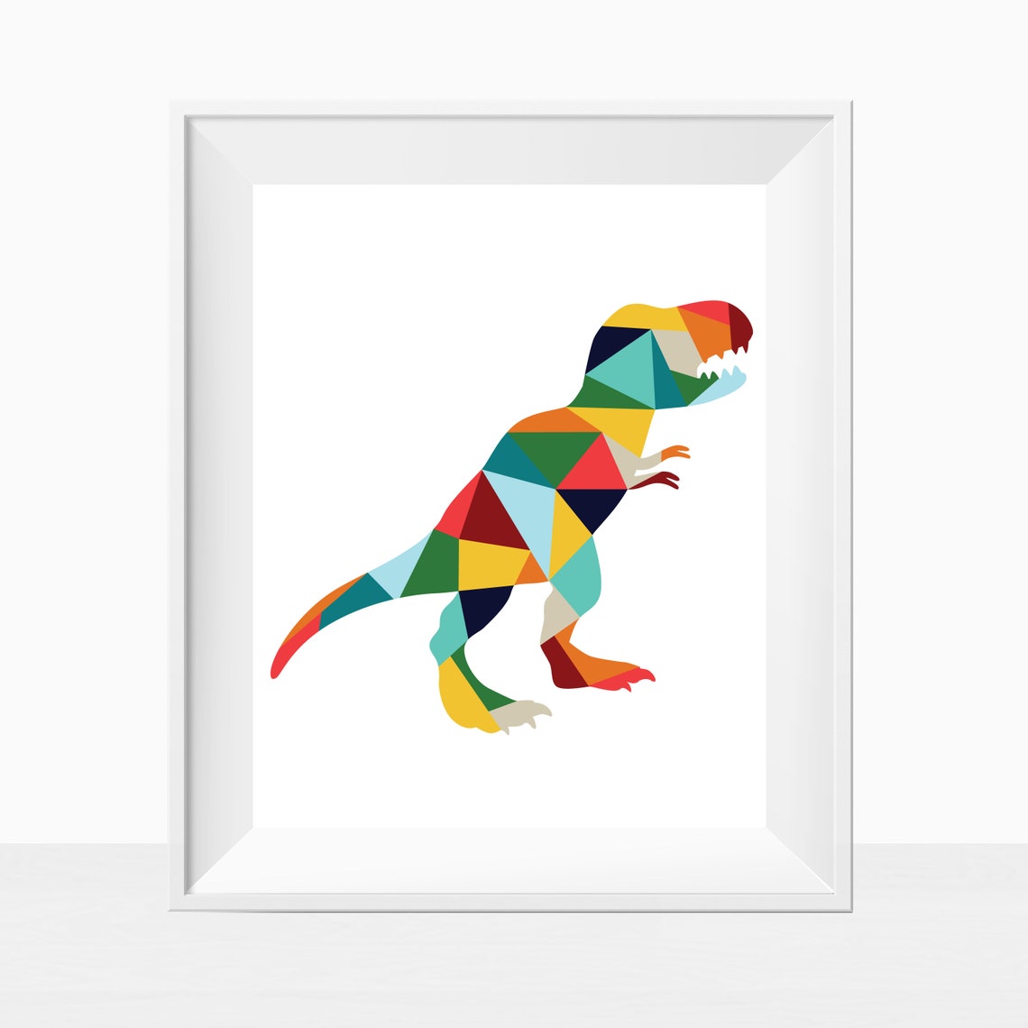 Printable Wall Art Colorful Geometric Dinosaur Boy Room | Etsy