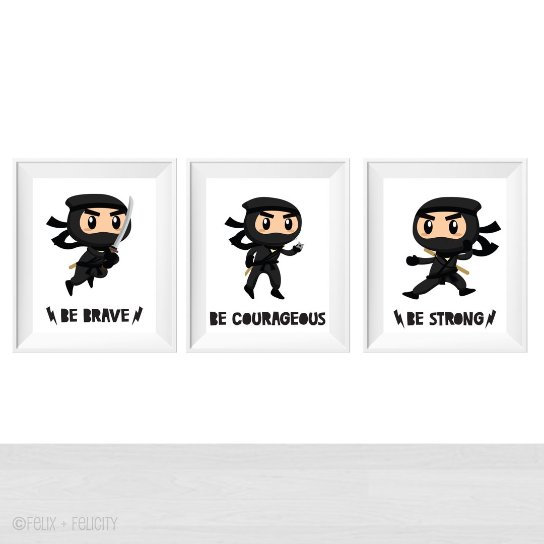 Printable Ninja Boy Bedroom Toddler Nursery Playroom Wall Art Decor ...