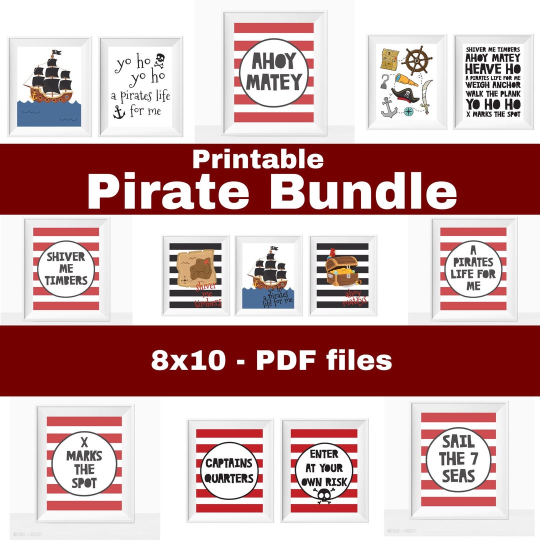 Printable Kids Wall Art Pirate Theme Room Bundle 10 Prints Kids ...