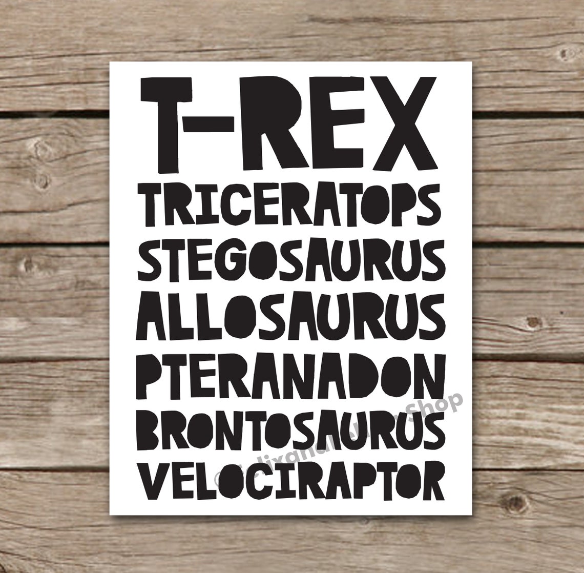 PRINTABLE Dinosaur Names Dino Boy Room Nursery Decor T Rex - Etsy