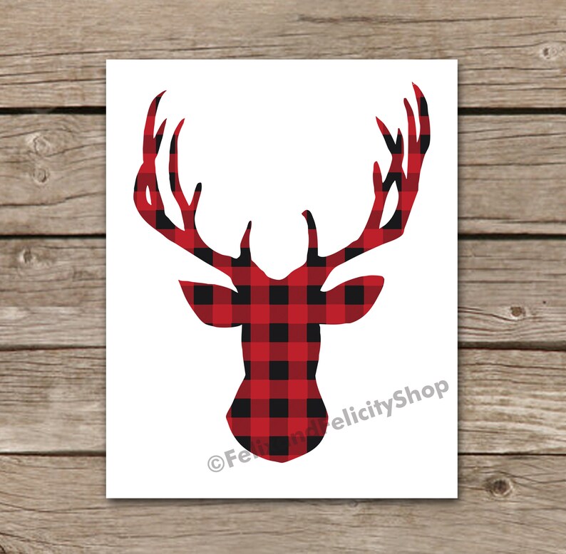 PRINTABLE Deer Lumberjack Buffalo Check Plaid Red Baby Boy | Etsy
