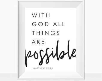 Printable KJV Bible Verse Wall Art All Things Are Possible to Him That ...