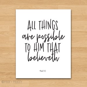 Printable KJV Bible Verse Wall Art All Things Are Possible | Etsy