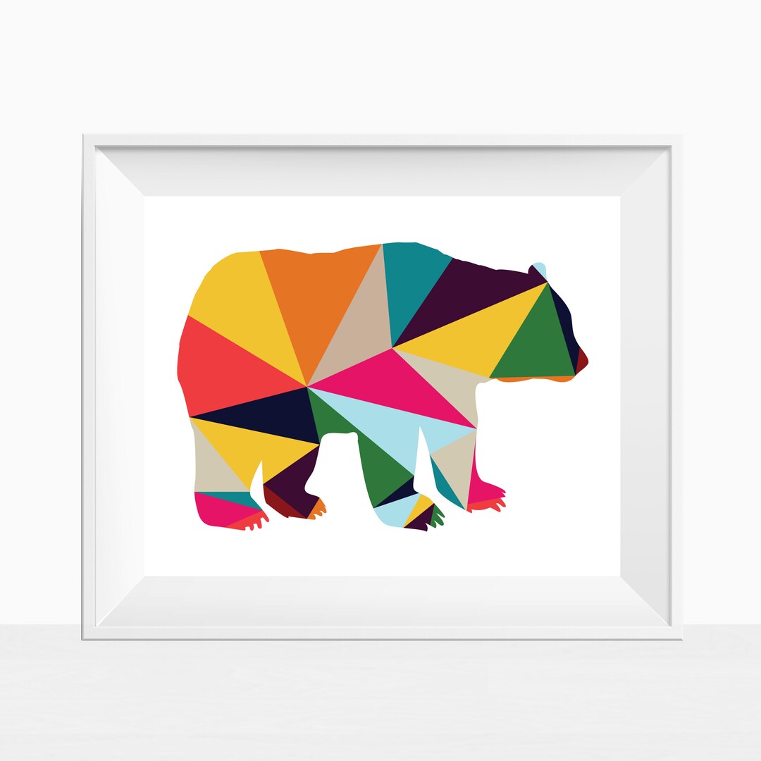 Printable Geometric Bear Nursery Wall Art - Colorful Home Office Decor ...