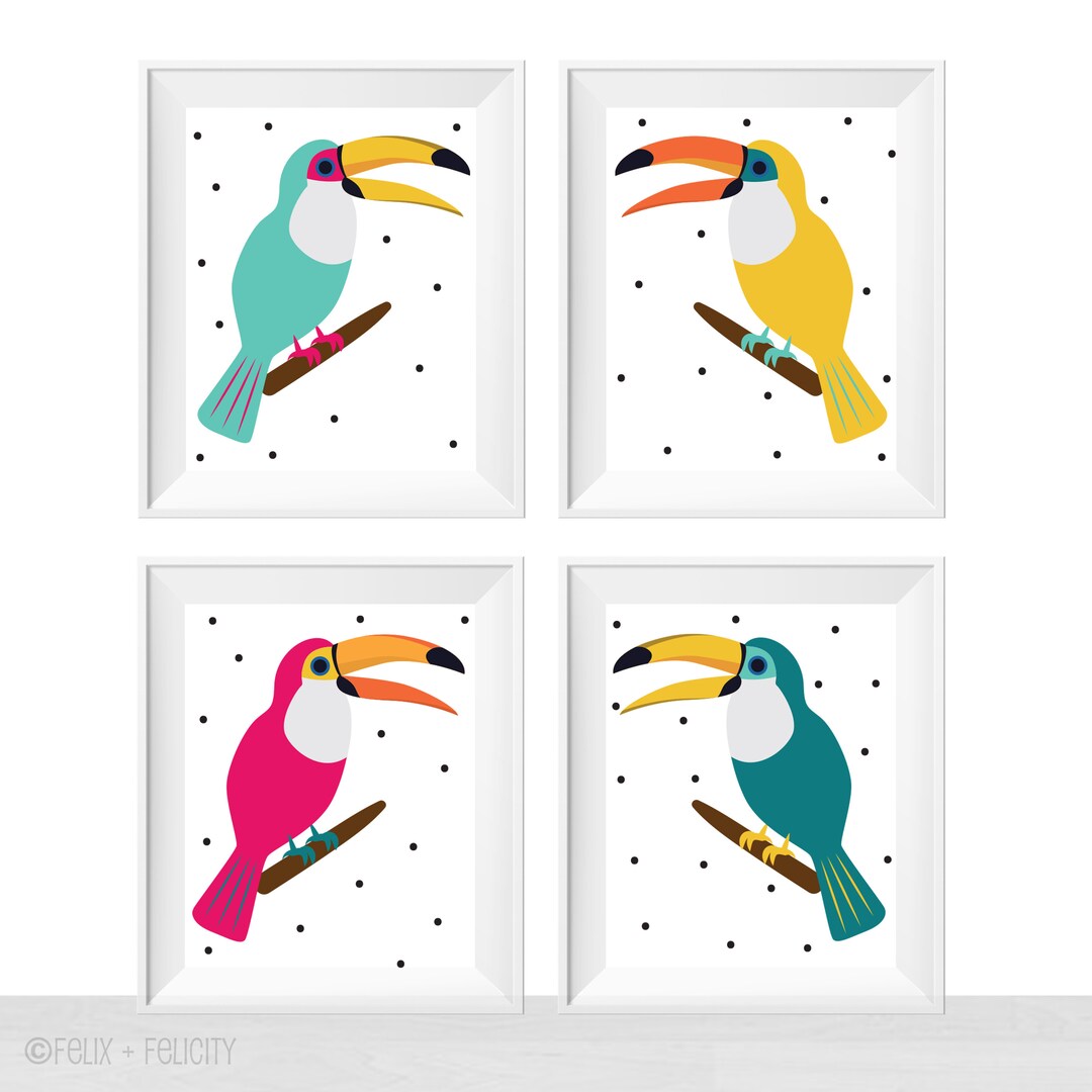 Printable Tropical Toucan Pop Art Office Playroom Unique Home Decor ...