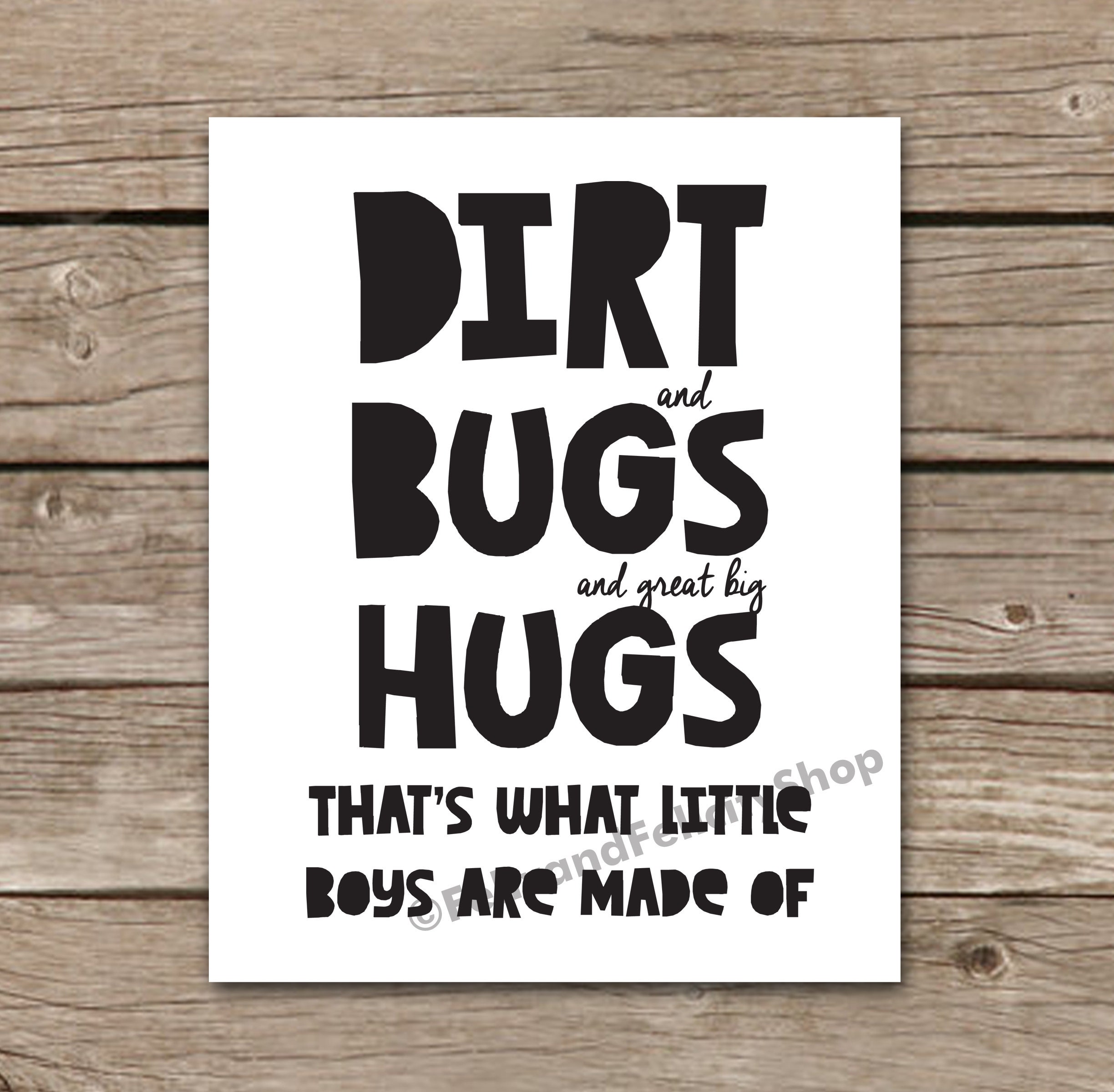 PRINTABLE Dirt Bugs and Great Big Hugs What Boys Are Made of Instant ...