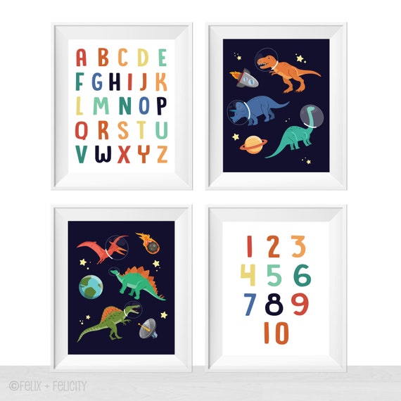 Printable Dinosaurs in Space Theme Children's Room Wall | Etsy