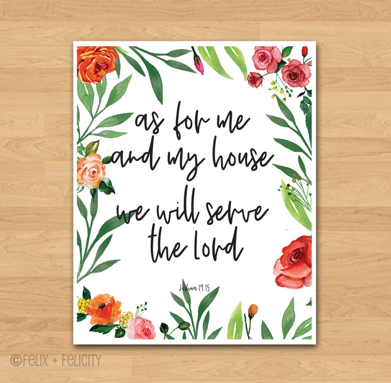 Printable Bible Verse Wall Art as for Me and My House | Etsy