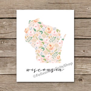 PRINTABLE Wisconsin State Wall Art, Home State Gift, Gallery Decor ...