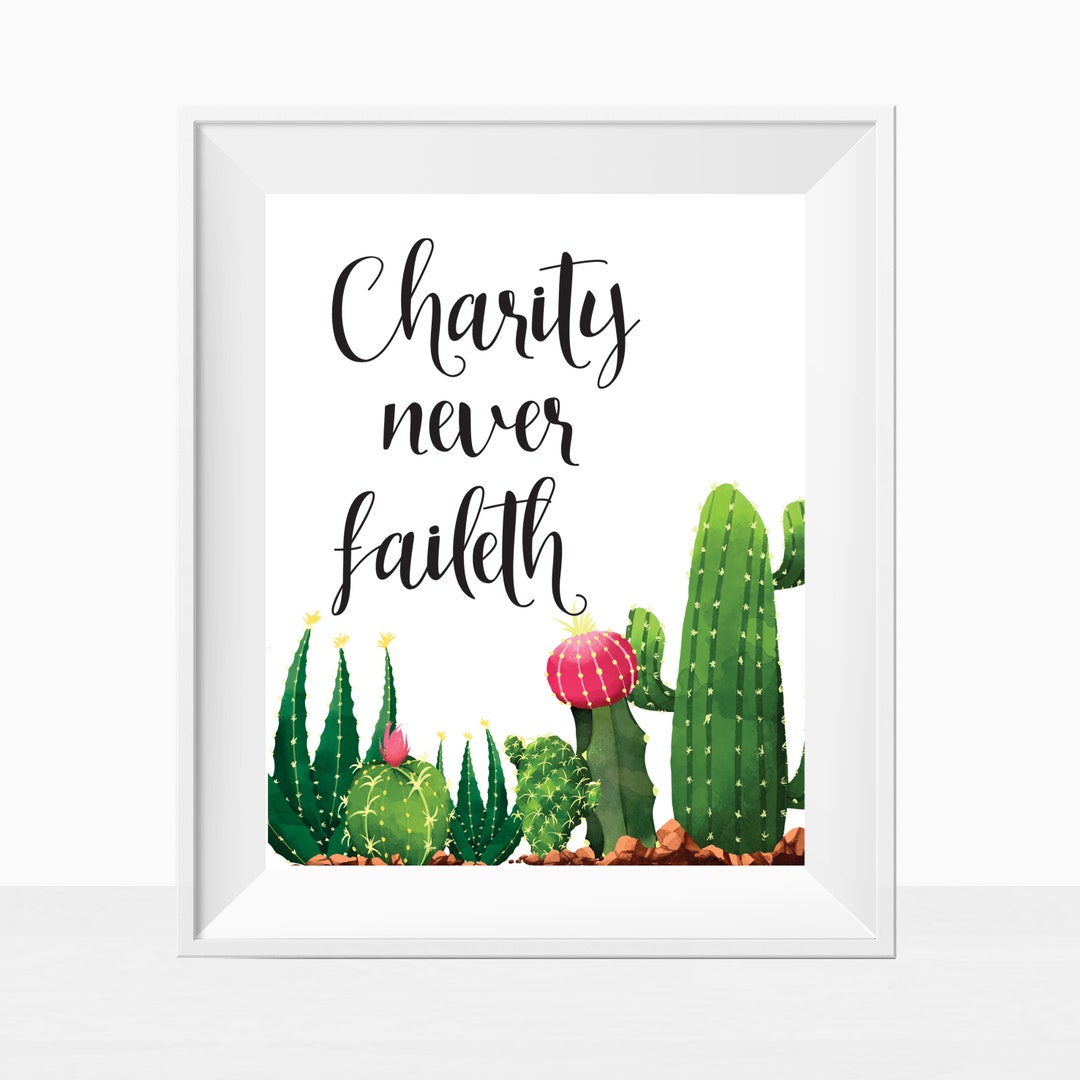 Printable LDS Relief Society Motto Charity Never Faileth Church Print ...