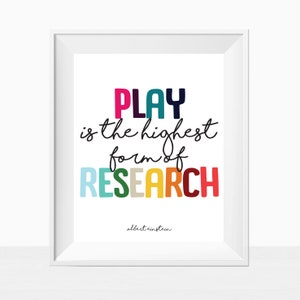 Printable Kid's Room Quote - Play is the Highest Form of Research ...