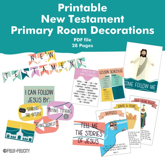 Printable New Testament 2023 Primary Room Bulletin Board Come Follow Me ...