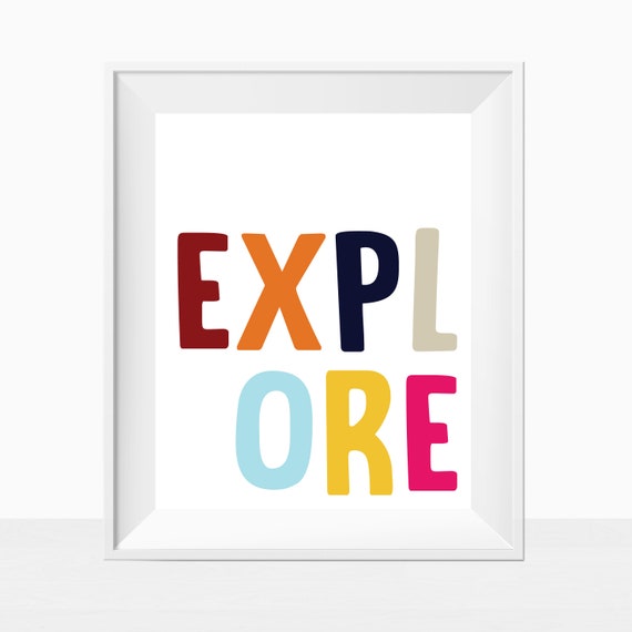 Printable Explore Quote Wall Art Print - Colorful Adventure Travel ...