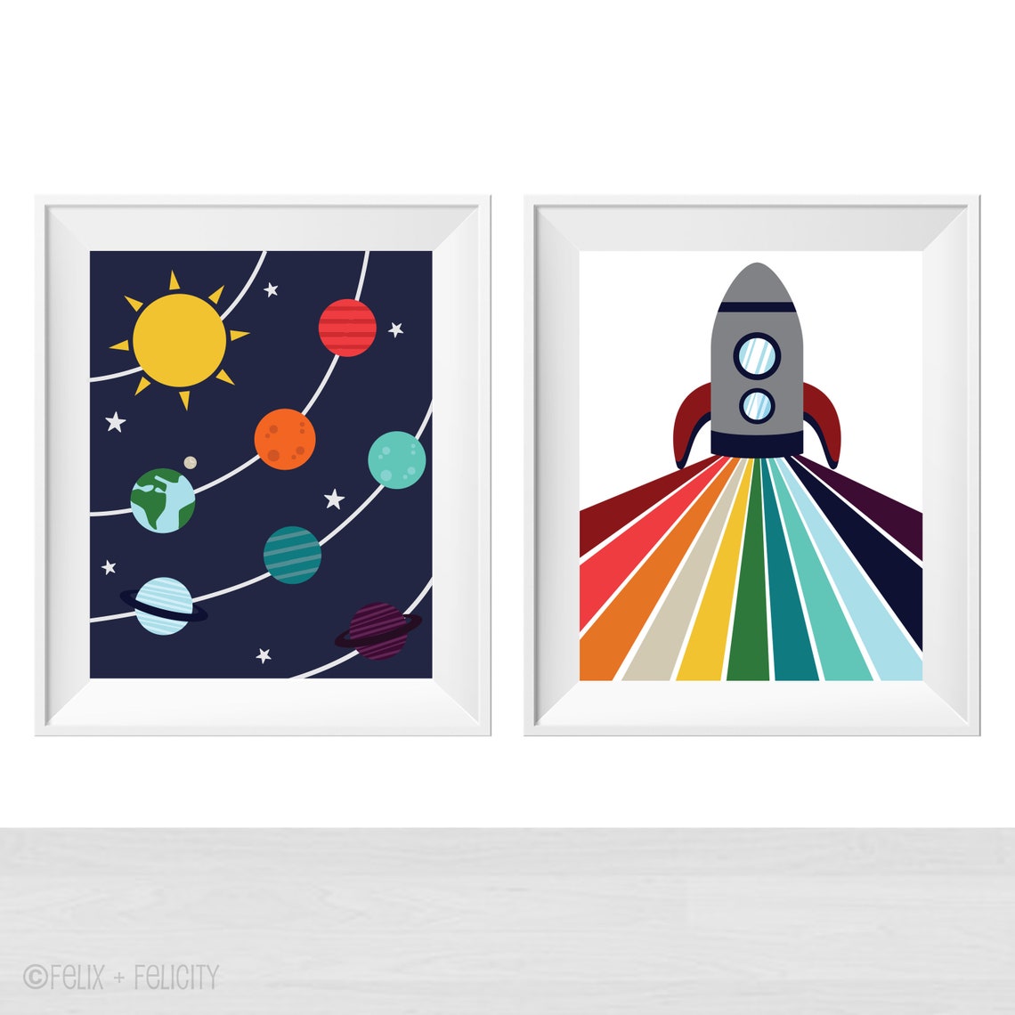 Printable Space Theme Children's Room Wall Art Prints | Etsy