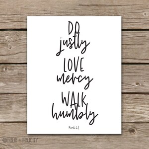 Printable Bible Verses Justice Mercy Humility Wall Art Print Christian ...