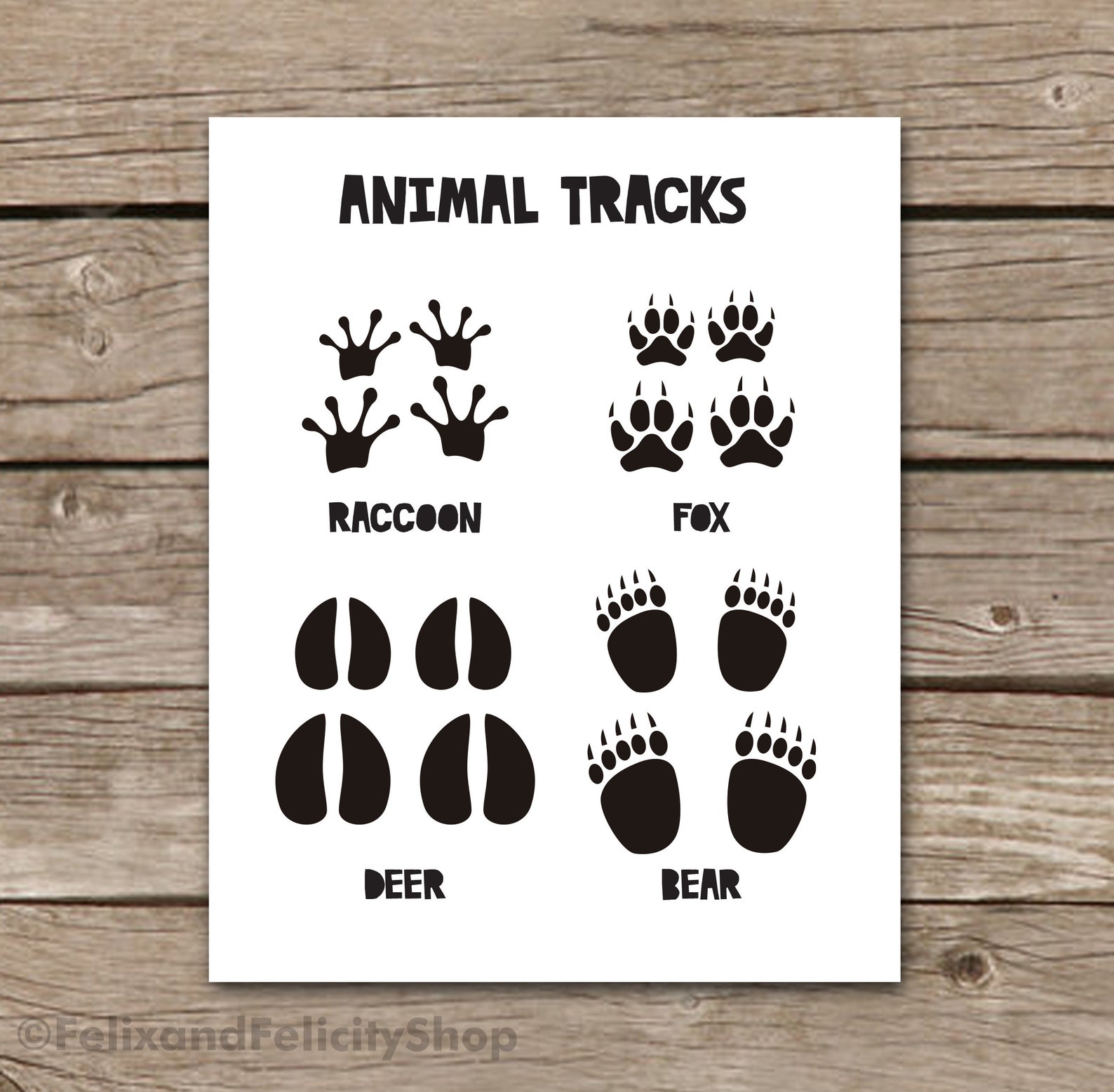 Printable Animal Track Print Woodland Animal Theme Nursery | Etsy