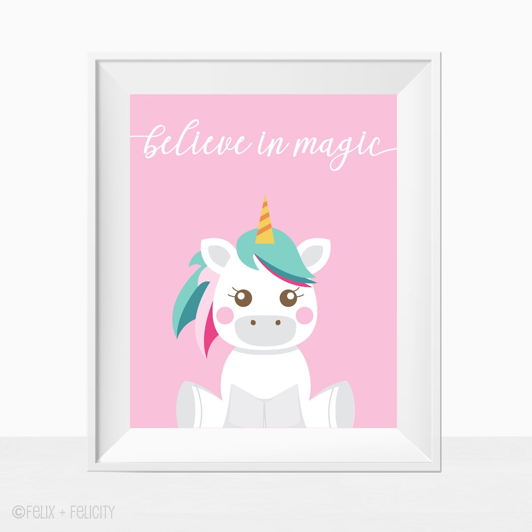 Printable Unicorn Wall Art, Girl Room Unicorns Theme Decor, Baby Girls ...