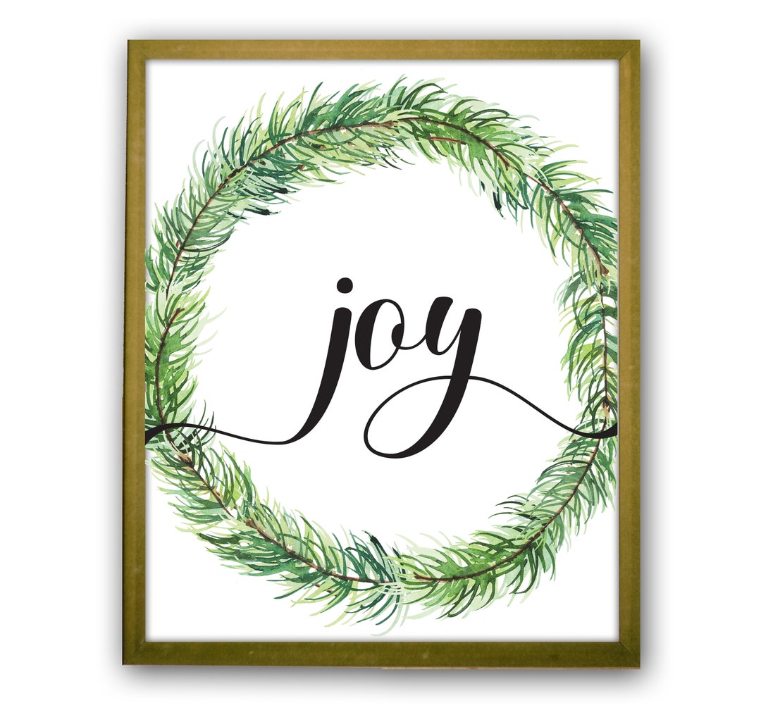 Printable Joy Apartment Decor Pine Calligraphy Print Sign Holiday Home ...