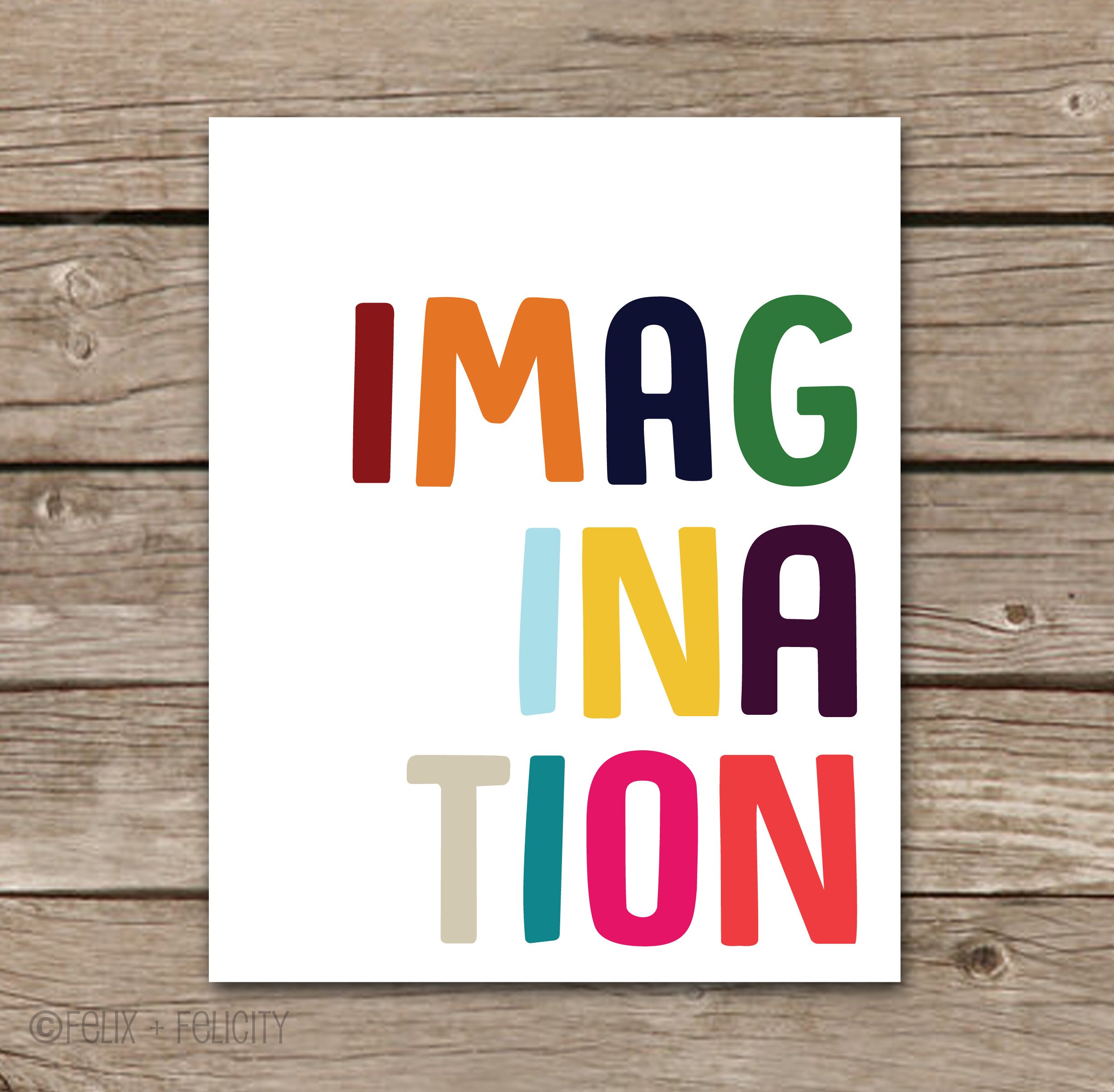 Printable Imagination Sign Colorful Wall Art Kid Child Play Room Print ...