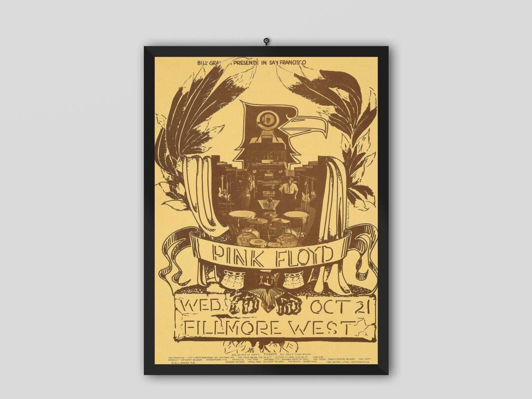 Pink Floyd 1970 Vintage Concert Poster. David Gilmour, Roger Waters ...