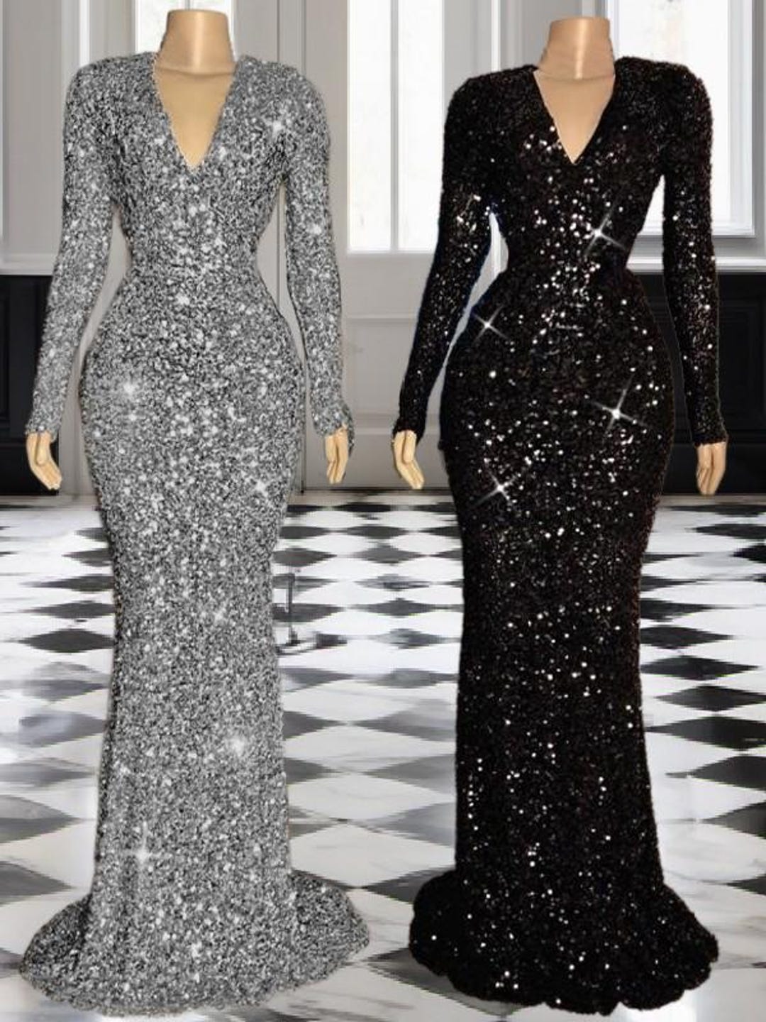 Beautiful Sequins Dresses, Wedding Dress, Women Clothing Dinner Dress ...