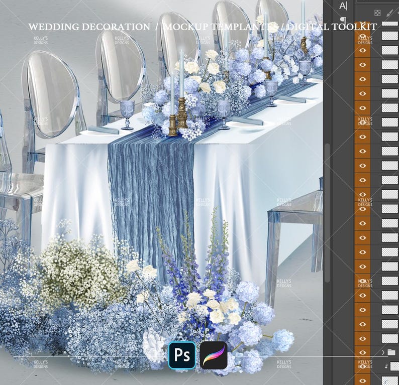 Wedding Table Seating Arrangement Mockup: Event Decor Template - Etsy