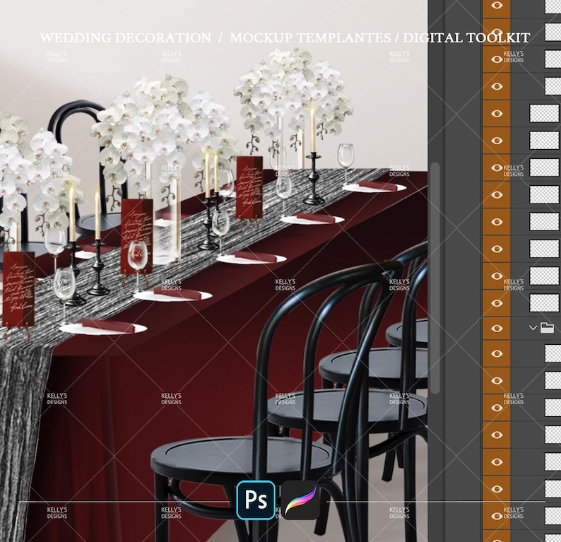 Wedding Table Seating Arrangement Mockup: Event Decor Template - Etsy