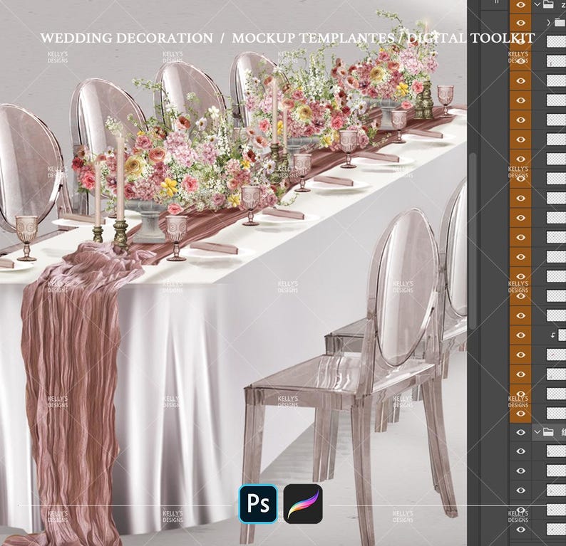 Wedding Table Seating Arrangement Mockup: Event Decor Template - Etsy