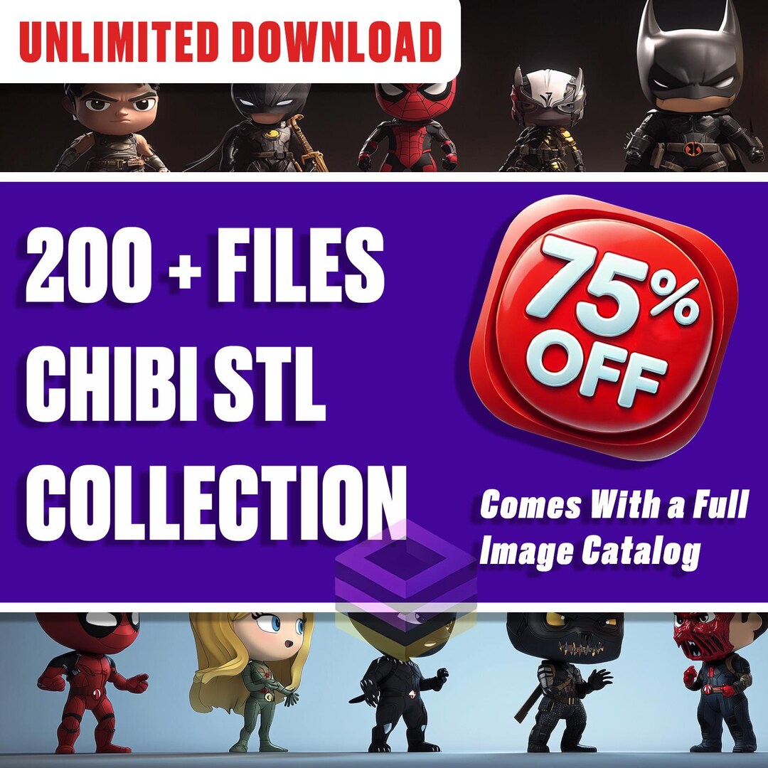 200 Chibi STL Collection, Mega STL Pack, Сhibi STL Files, 3D Printing ...
