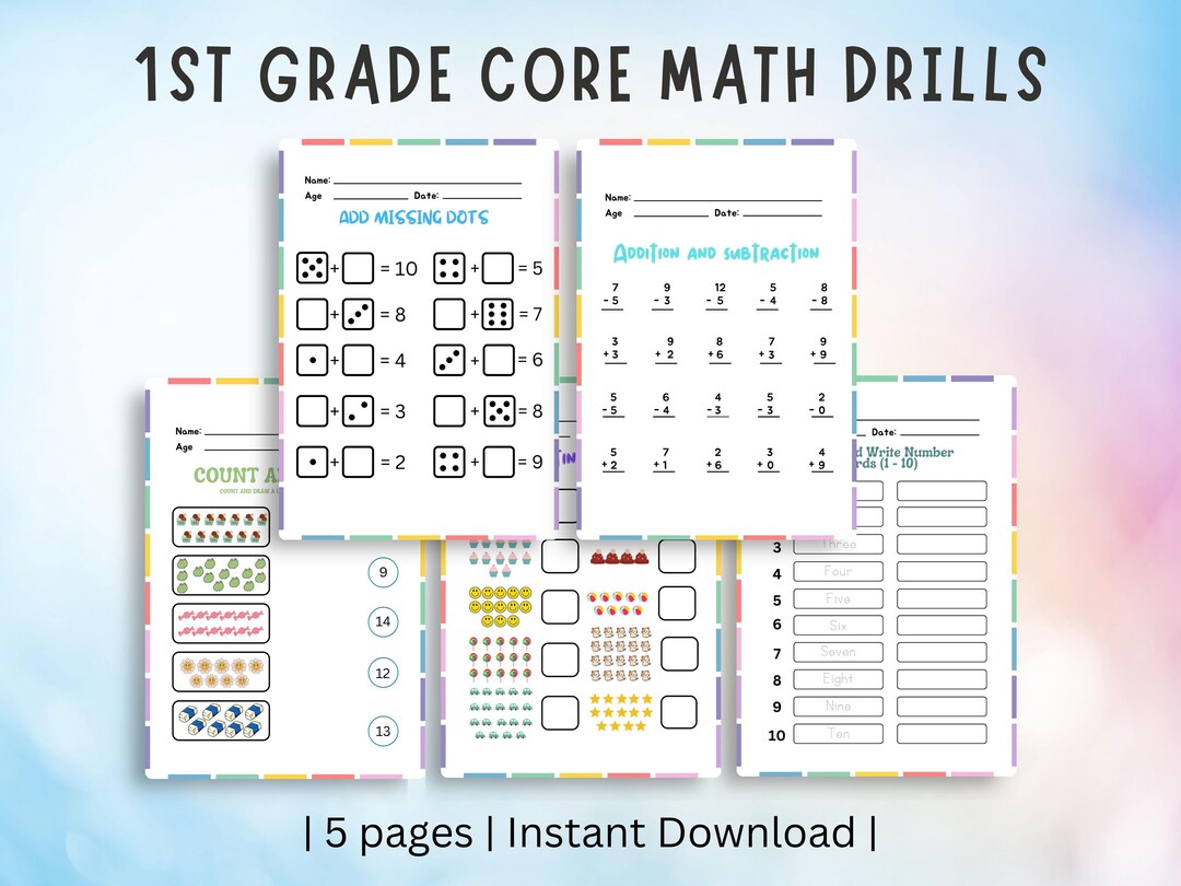 Grade 1 Math Workbook for Kids, Printable Worksheets, 1st Grade Math ...