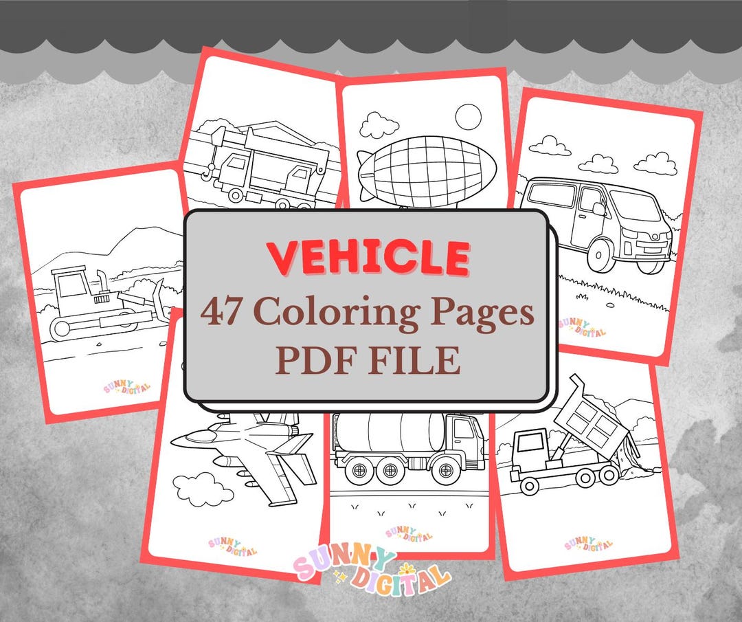 Vehicle Printable Coloring Pages Easy Coloring Page for Kids 47 Page ...