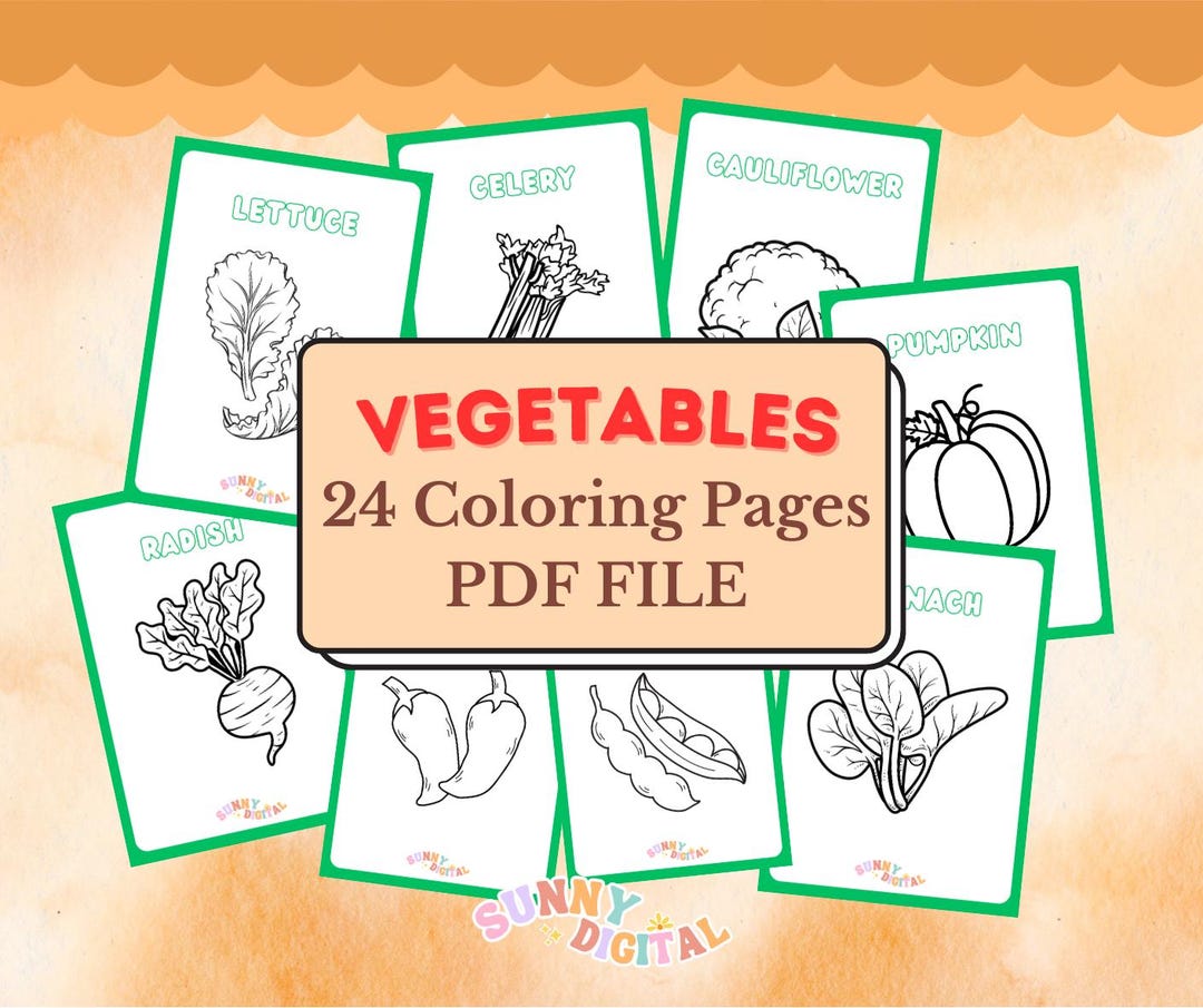 Vegetable Printable Coloring Pages Easy Coloring Page for Kids 24 Page ...