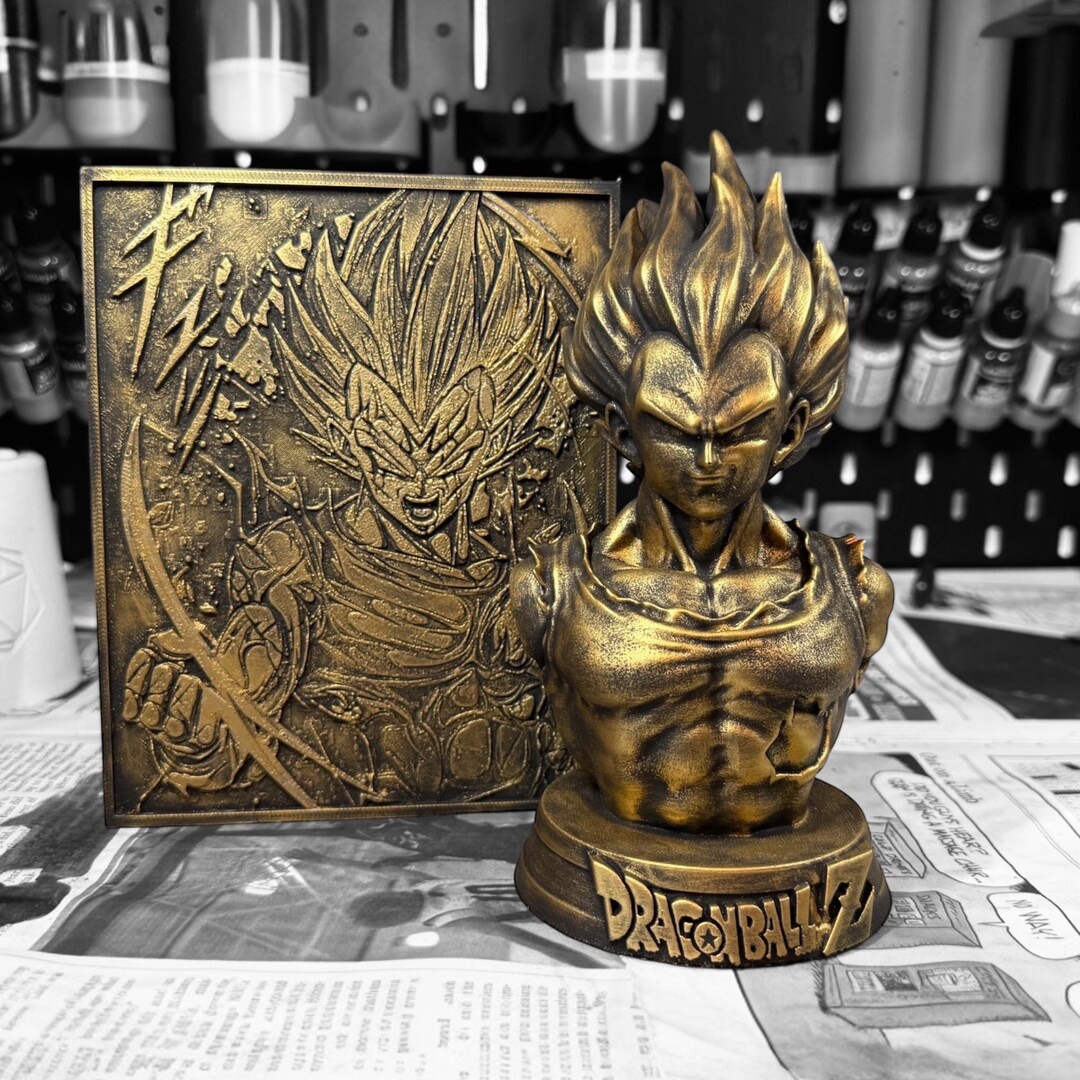 Majin Vegeta Super Saiyan Bust | Premium Hueforge 3D Print | Anime Fan ...
