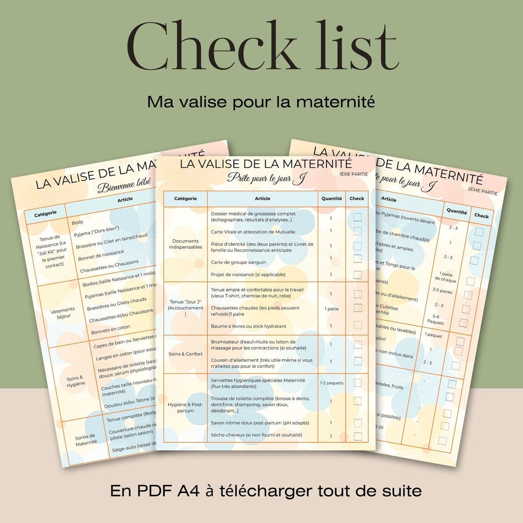 Printable Maternity Suitcase Checklist PDF A4, Maternity Birth List ...