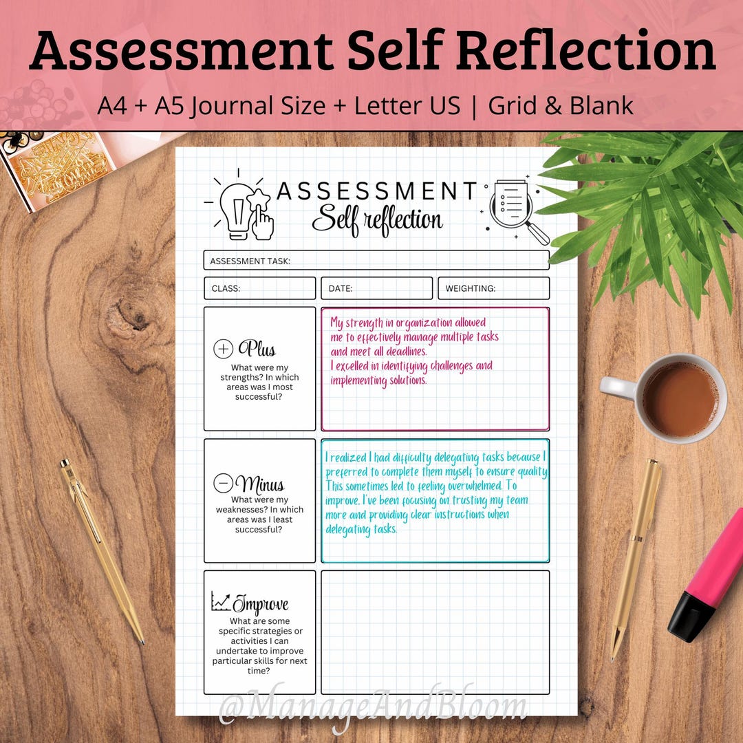 Assessment Self Reflection, Printable PDF, Student Progress Tracking ...