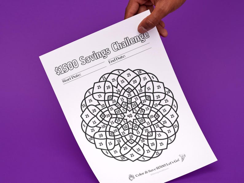 1500 Dollar Savings Challenge Mandala Flower: Weekly Financial Goal ...