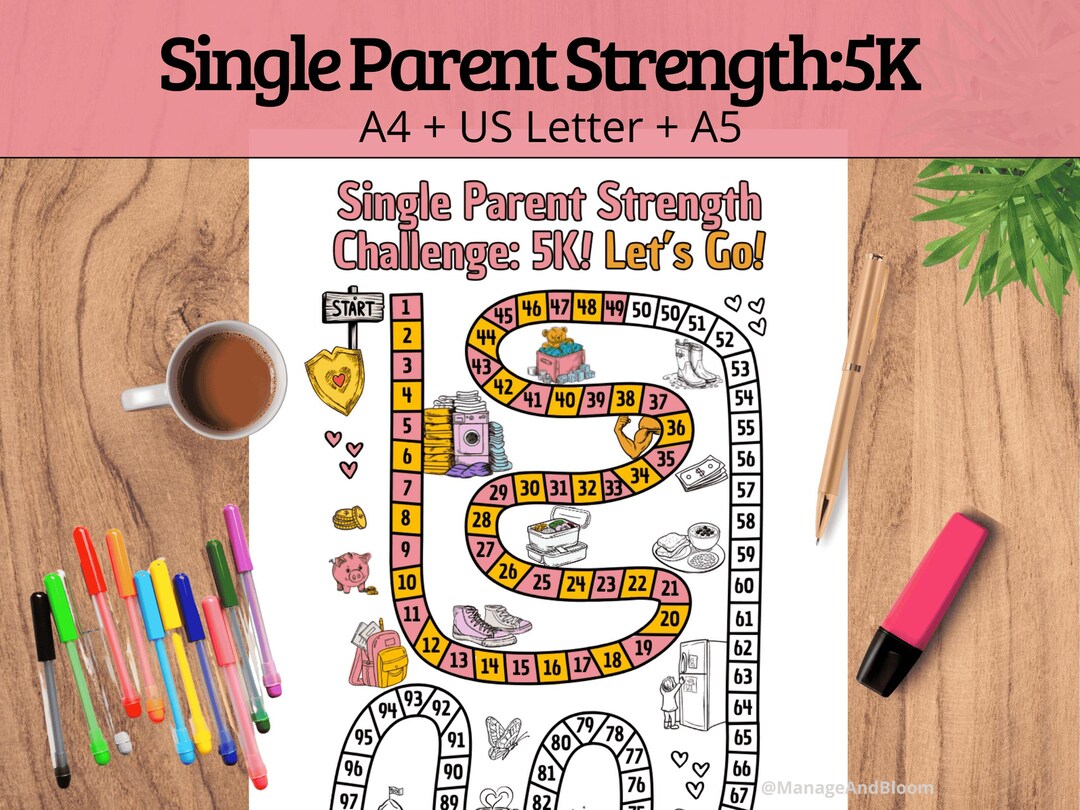 5k Savings Challenge: Single Parent Budget Tracker Game | 100-step ...