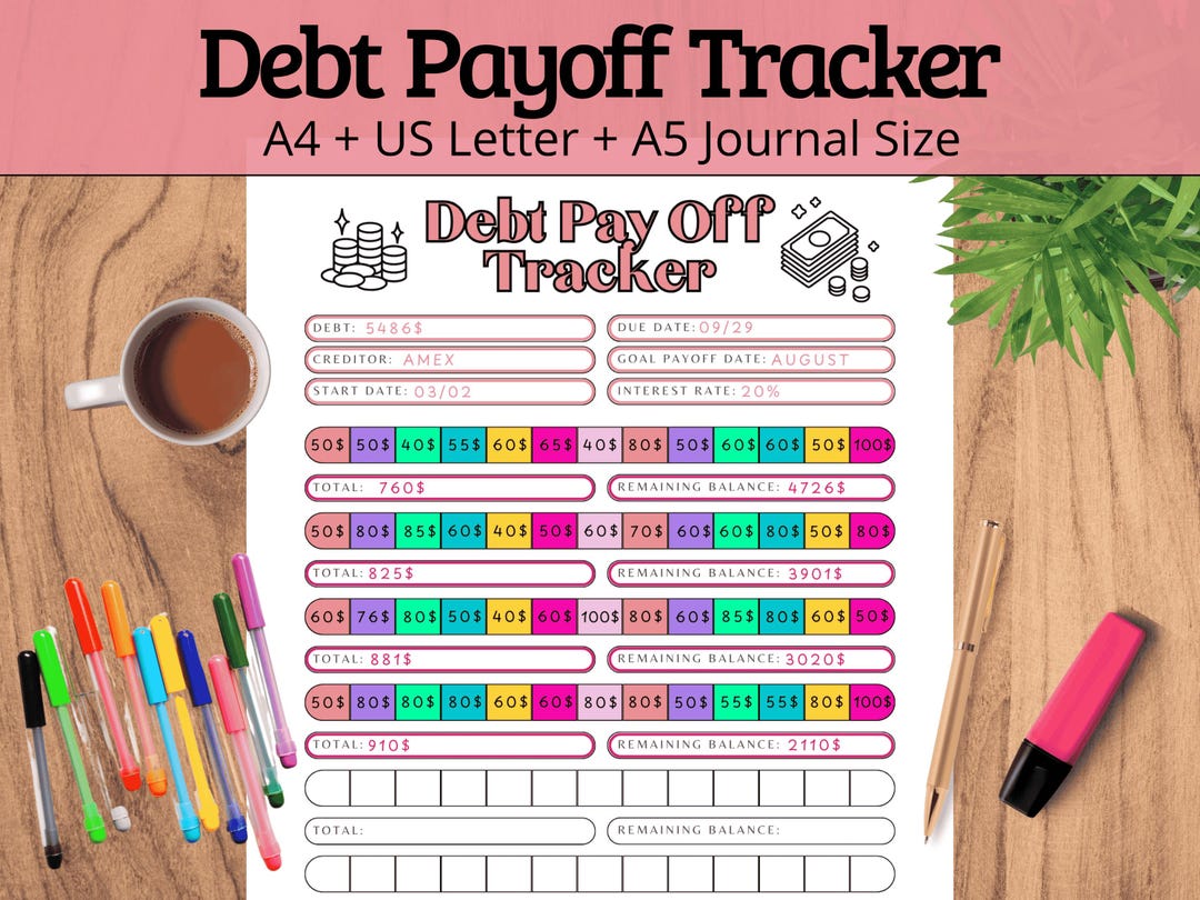 Debt Payoff Tracker: Color Progress Bars for Credit Cards, Mortgage ...