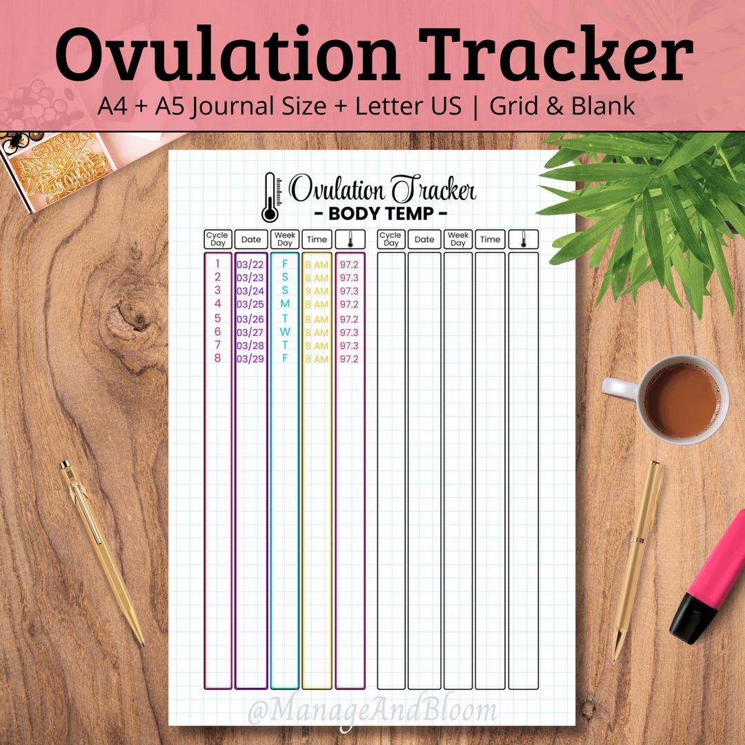 Ovulation Tracker, Printable Body Temperature Chart, BBT, IVF ...