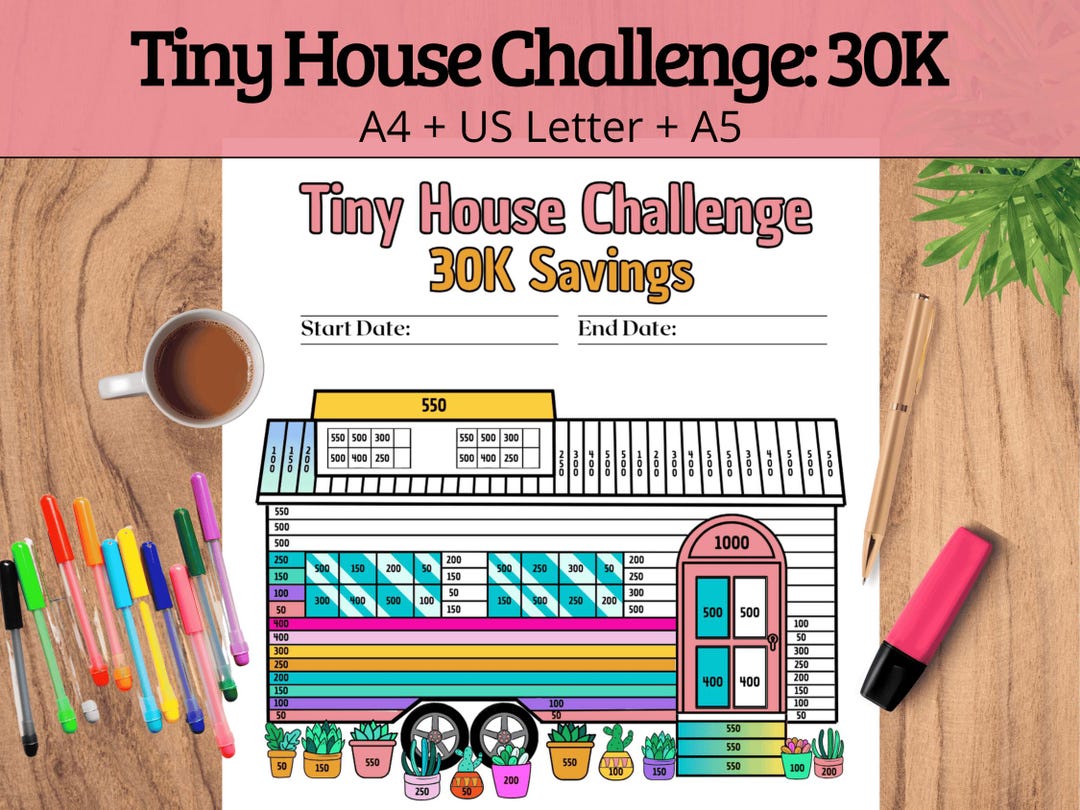 30K Tiny House Savings Challenge: Color Your Way to 30,000 Dollars to ...
