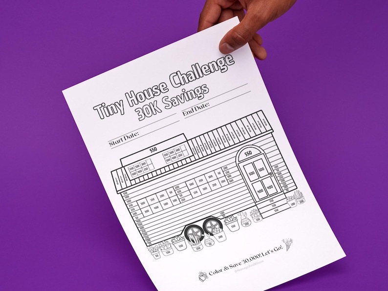 30K Tiny House Savings Challenge: Color Your Way to 30,000 Dollars to ...