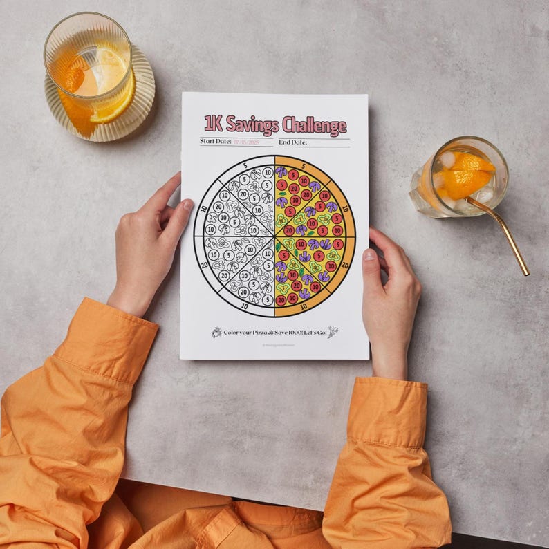 Pizza-themed 1k Savings Challenge: Color Ingredients & Save 1000 With ...