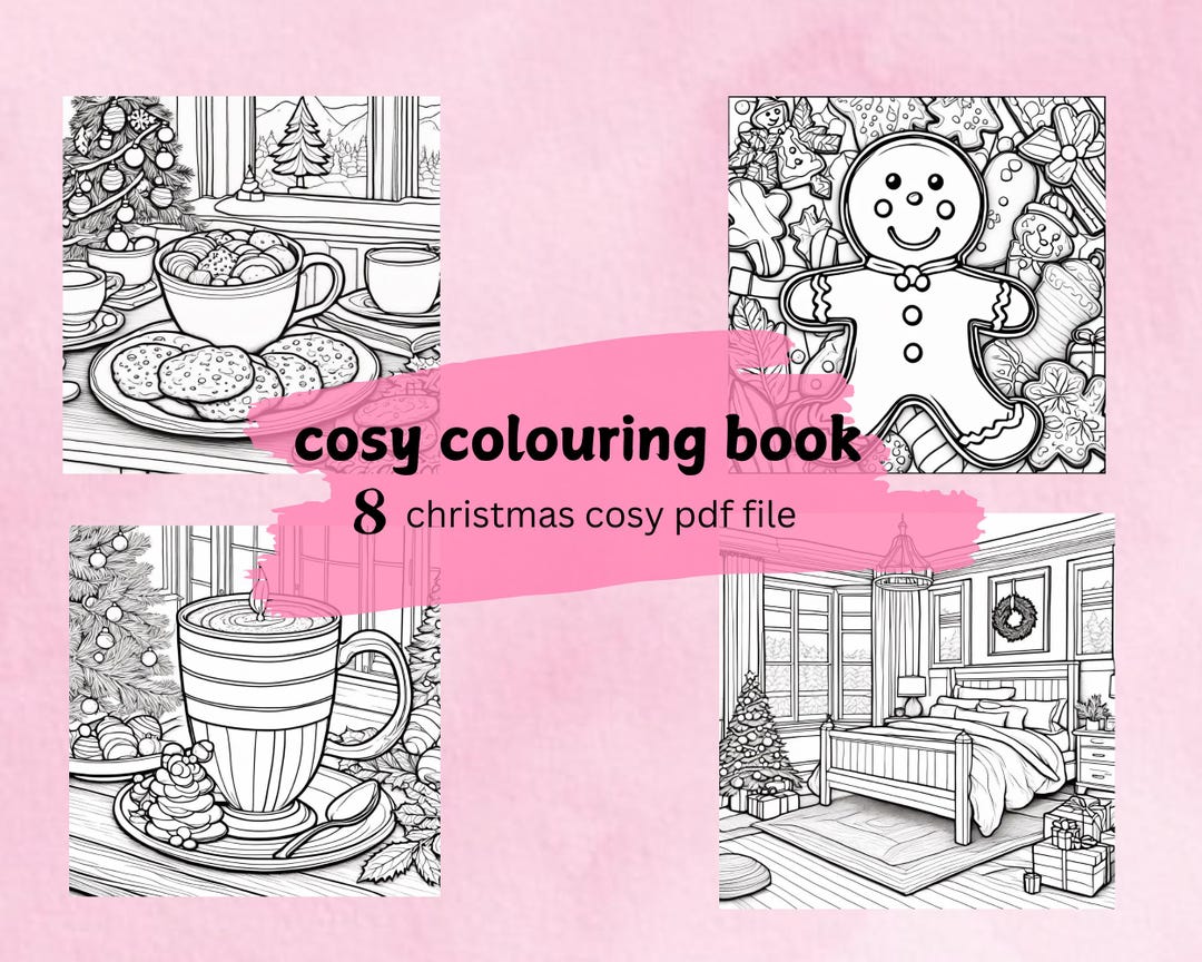Cosy Christmas Colouring Pages - Etsy