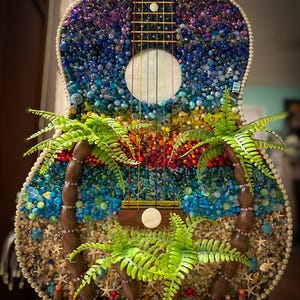 Tropical Guitar Wall Art Dazzling Decor Living Room, Game Room, Music ...