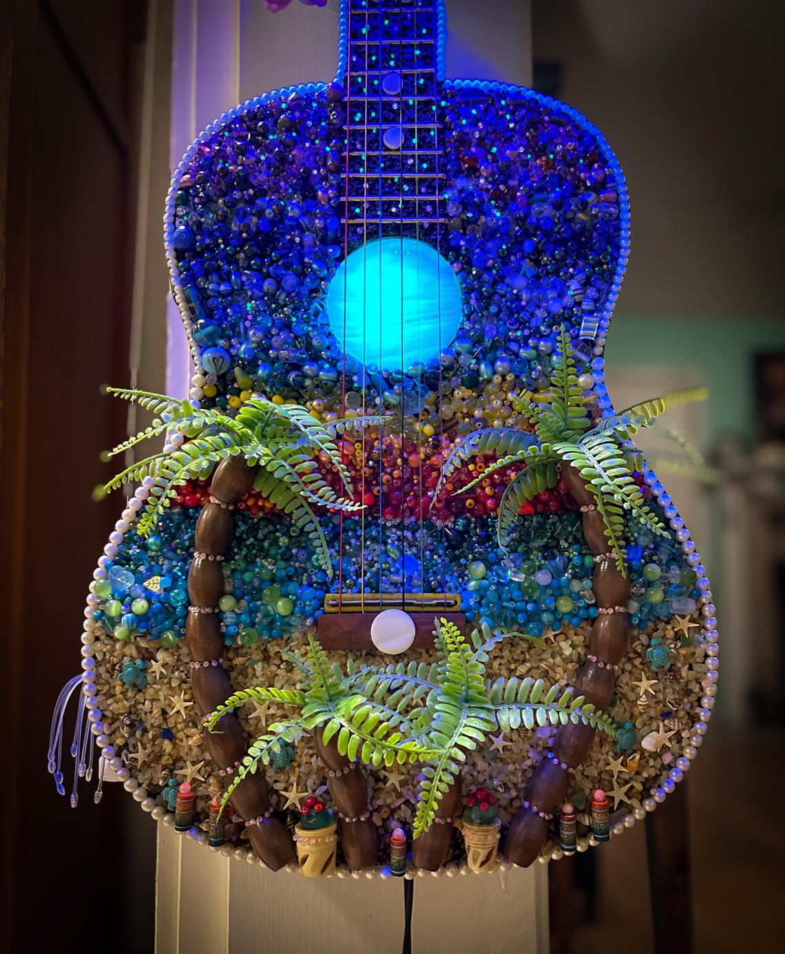 Tropical Guitar Wall Art Dazzling Decor Living Room, Game Room, Music ...