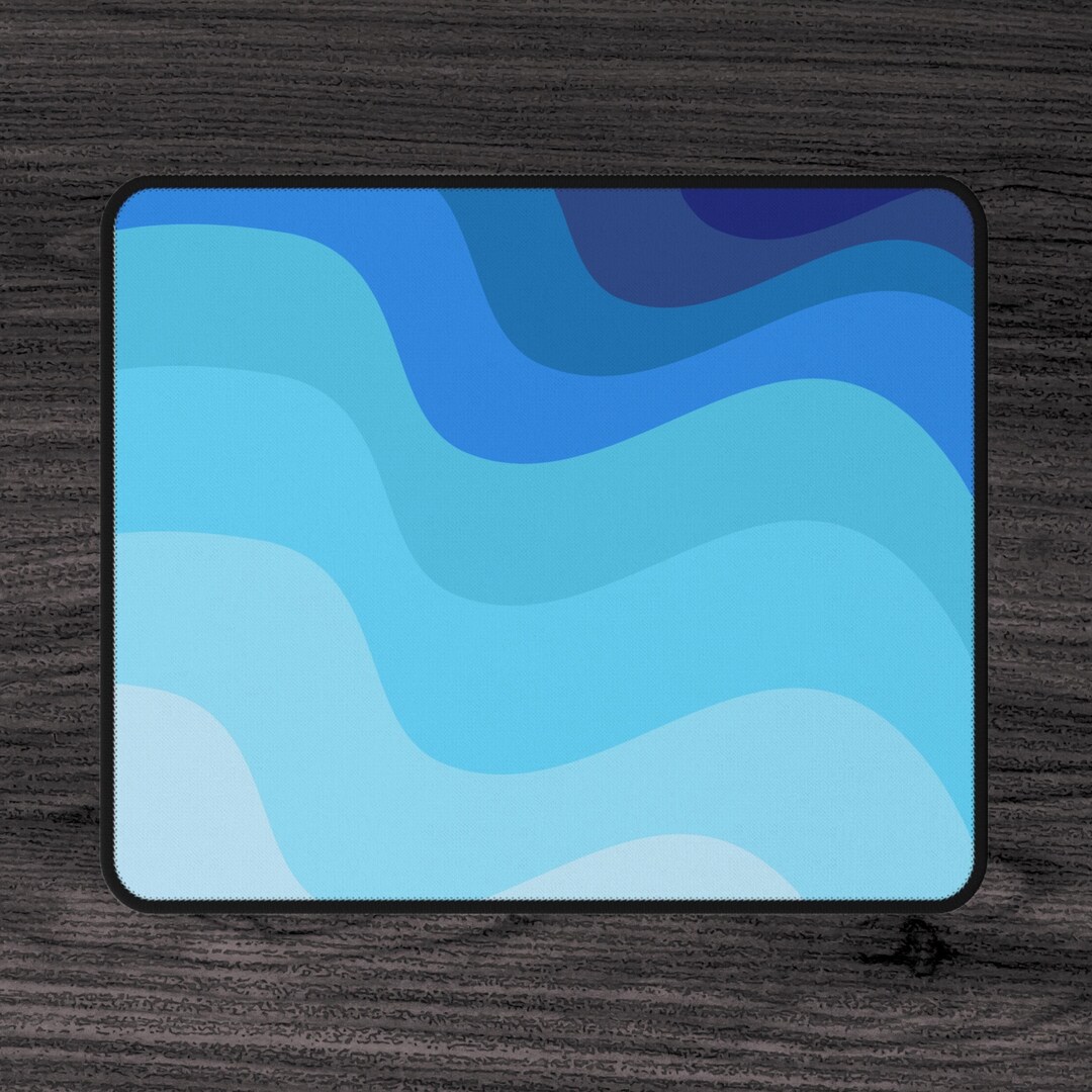 Aesthetic Wavey Blue Gradient Minimalist Art Gaming Mouse Pad Office ...