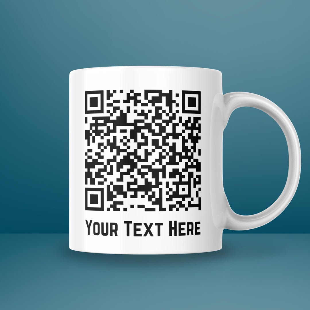 Personalisable Qr Code and Text Mug, Personalized Mug, Unique Coffee ...