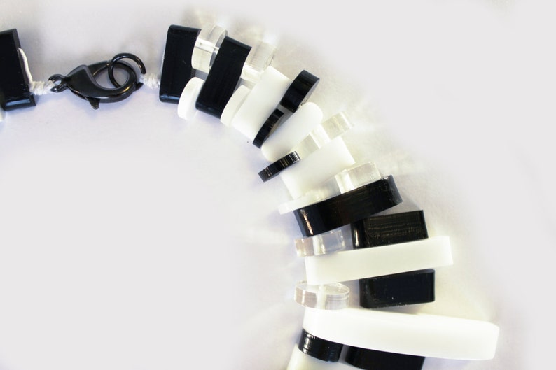 Reclaimed Acrylic Future Ruff No.7 Necklace Black White Orange Eco ...
