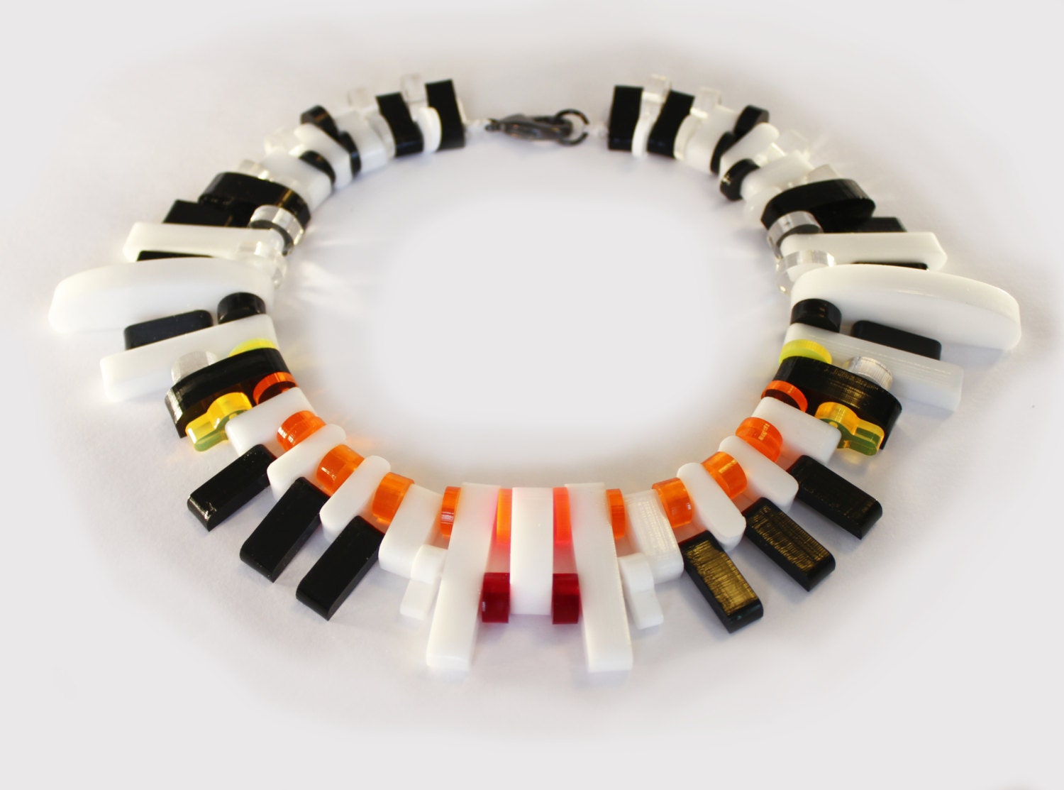 Reclaimed Acrylic Future Ruff No.7 Necklace Black White Orange Eco ...