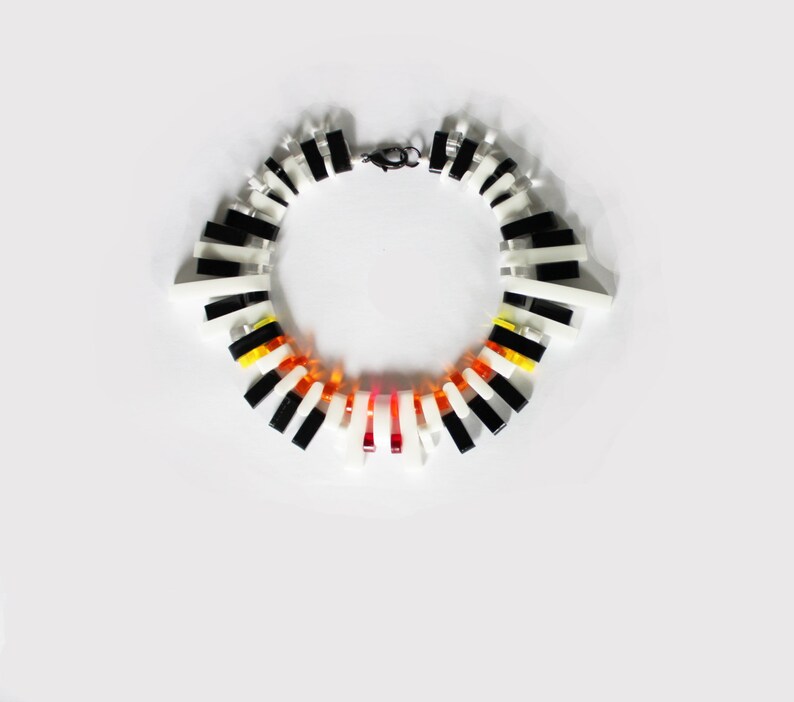 Reclaimed Acrylic Future Ruff No.7 Necklace Black White Orange Eco ...